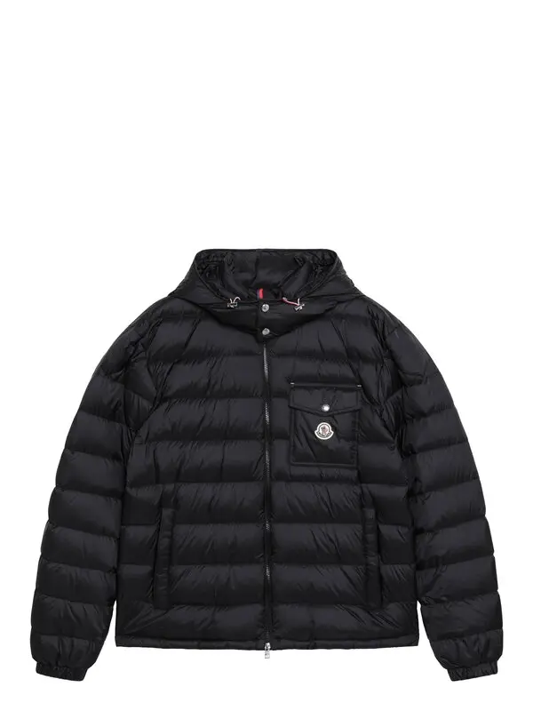 Moncler Cropped Down Jacket With Hood - Black