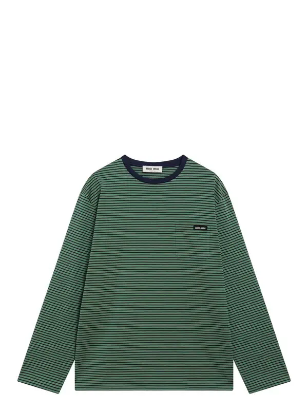 Miu Miu Striped Cotton Sweater - Blue