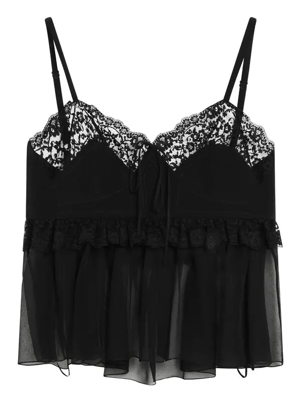 Chloé Silk Crêpe De Chine Top With Thin Straps - Black