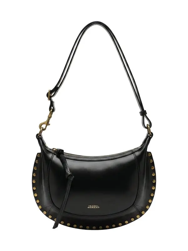 Isabel Marant Étoile Oskan Moon Studded Calfskin Leather Shoulder Bag - Black