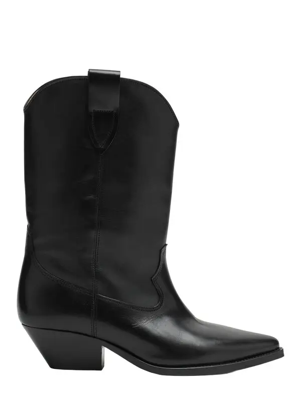 Isabel Marant Étoile Deurto Cowboy Boots In Leather - Black