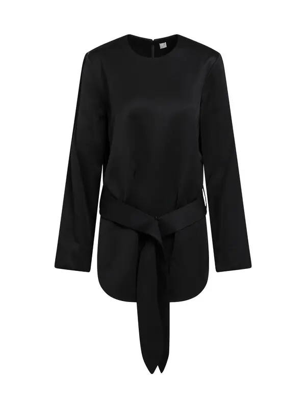 TOTEME Heavy Satin Belted Tunic - Black