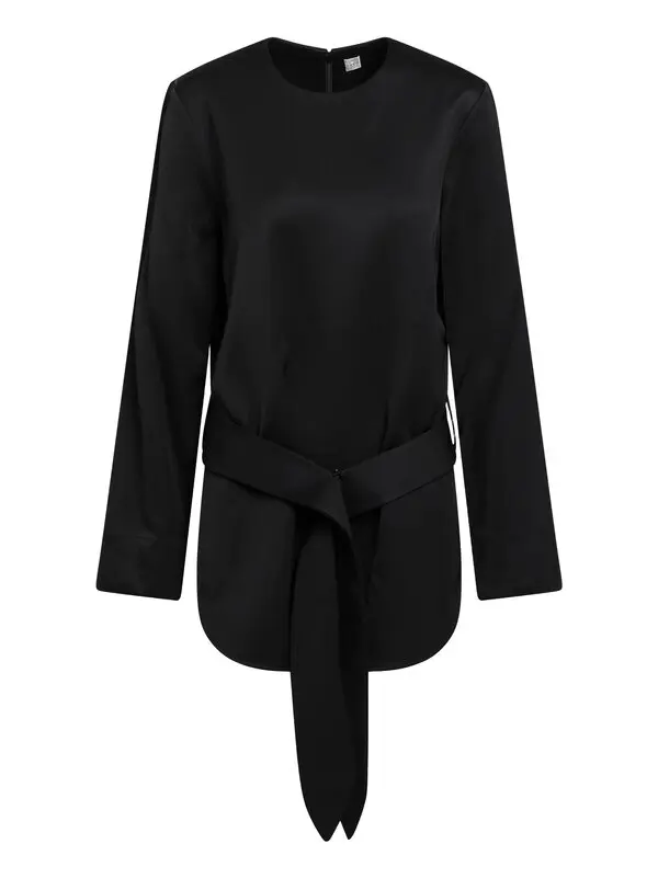 TOTEME Heavy Satin Belted Tunic - Black