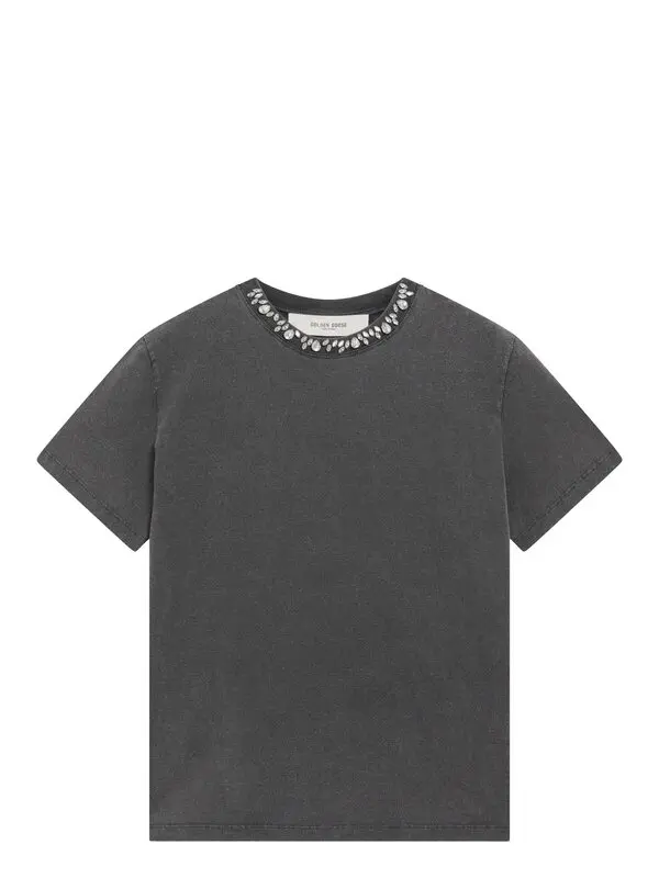 GOLDEN GOOSE Embellished Cotton T-shirt - Gray