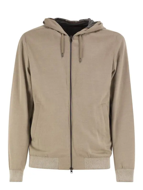 Herno Lightweight Hooded Jacket In Wool-effect Fabric - Cream