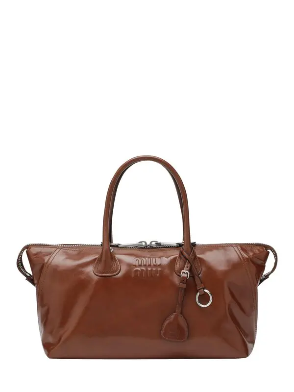 Miu Miu Glossy Leather Top Handle Bag - Brown