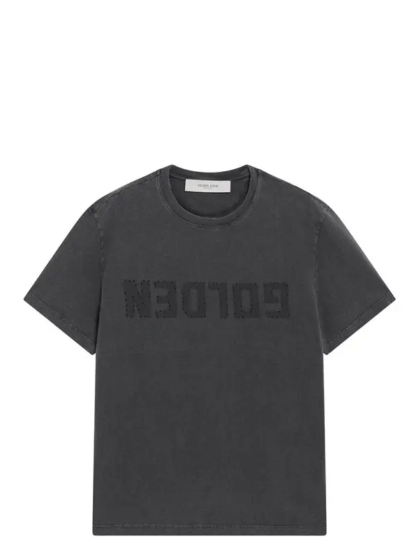 GOLDEN GOOSE Anthracite Grey Vintage-effect T-shirt - Gray