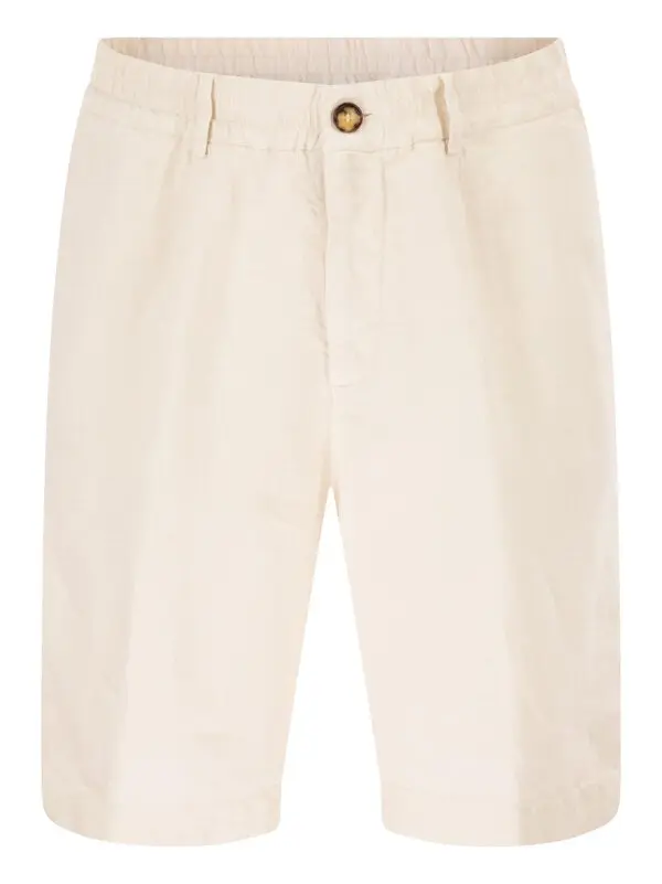 Brunello Cucinelli Light Délavé Linen Canvas Bermuda Shorts - White