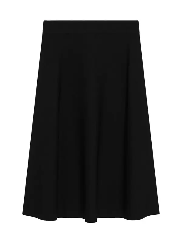 Max Mara Flared Midi Skirt In Viscose Crêpe Yarn - Black