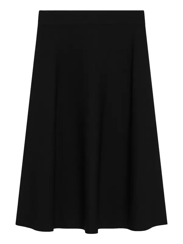 Max Mara Flared Midi Skirt In Viscose Crêpe Yarn - Black