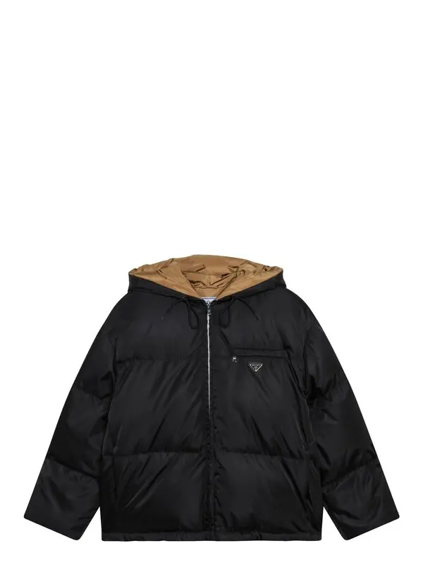 Prada Zip-up Hooded Re-nylon Puffer Jacket - Black