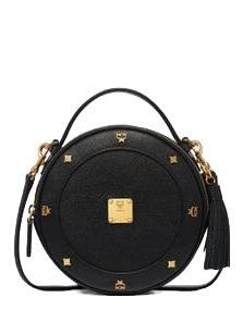 Mcm Small Pina Tambourine Bag In Studded Calfskin - Black