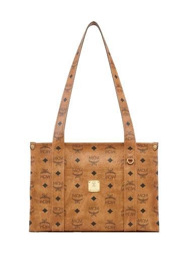 Mcm Visetos Monogram Canvas Tote Bag - Cognac