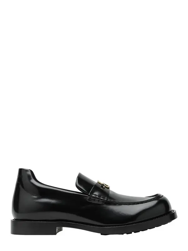 Balenciaga Calf Leather Loafers With B Logo Detail - Black