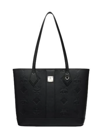 Mcm Small Liz Shopper In Embossed Monogram Leather - Black