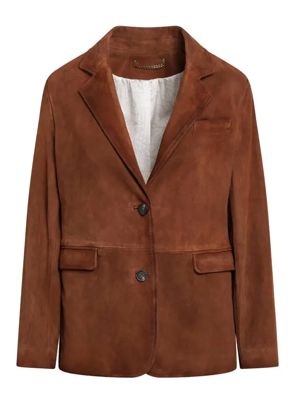 GOLDEN GOOSE Robyn Suede Sheepskin Blazer - Brown