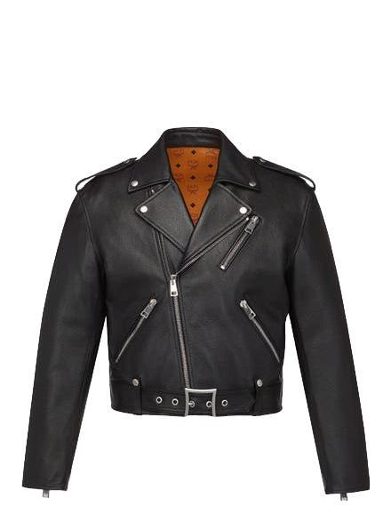 Mcm Cropped Lamb Leather Rider Jacket - Black
