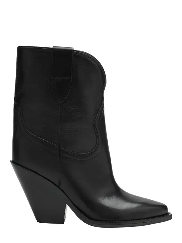 Isabel Marant Étoile Leyane Cowboy Boots In Glossy Calf Leather - Black