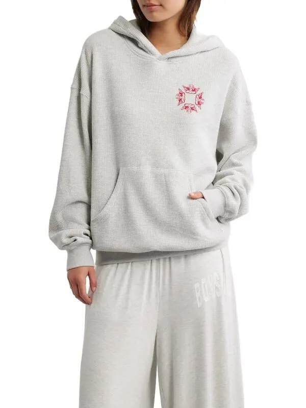 BOYS LIE Red Flags V2 Racer Graphic Hoodie - Light Heather Grey