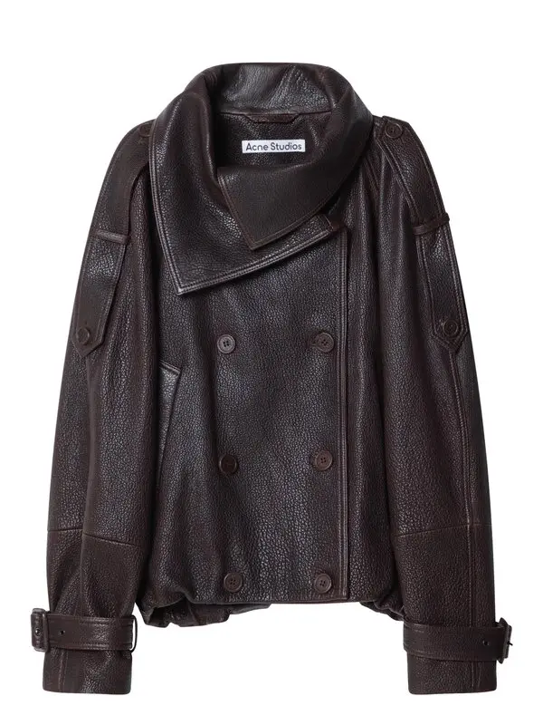 Acne Studios Cropped Leather Trench Coat - Brown
