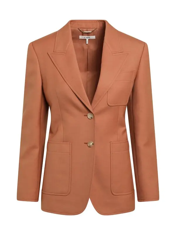 Chloé Single-breasted Jacket In Wool Gabardine - Yellow