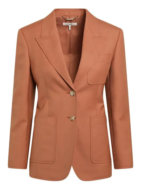 Chloé Single-breasted Jacket In Wool Gabardine - Yellow
