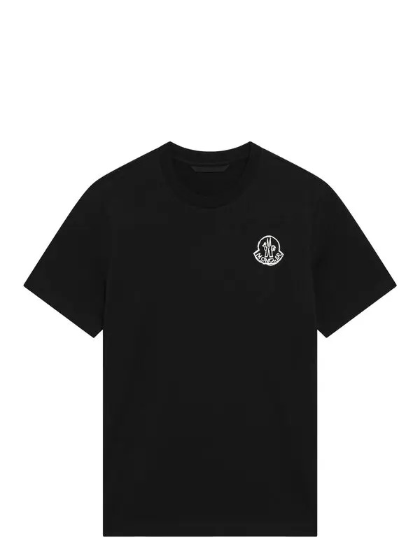 Moncler Cotton Jersey T-shirt With Logo Patch - Black