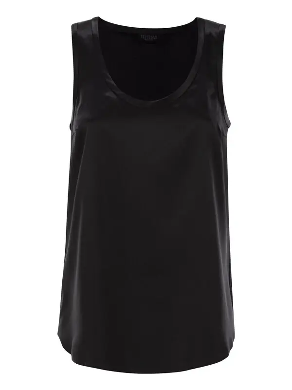 Brunello Cucinelli Stretch Silk Satin Top - Black
