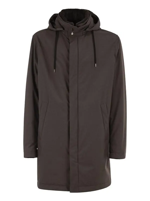 Herno Lightweight Stretch Technical Parka With Hood - Brown