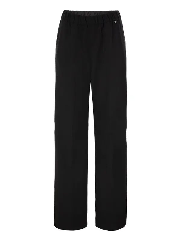 Herno Wide-leg Flannel-effect Trousers With Elasticated Waistband - Black