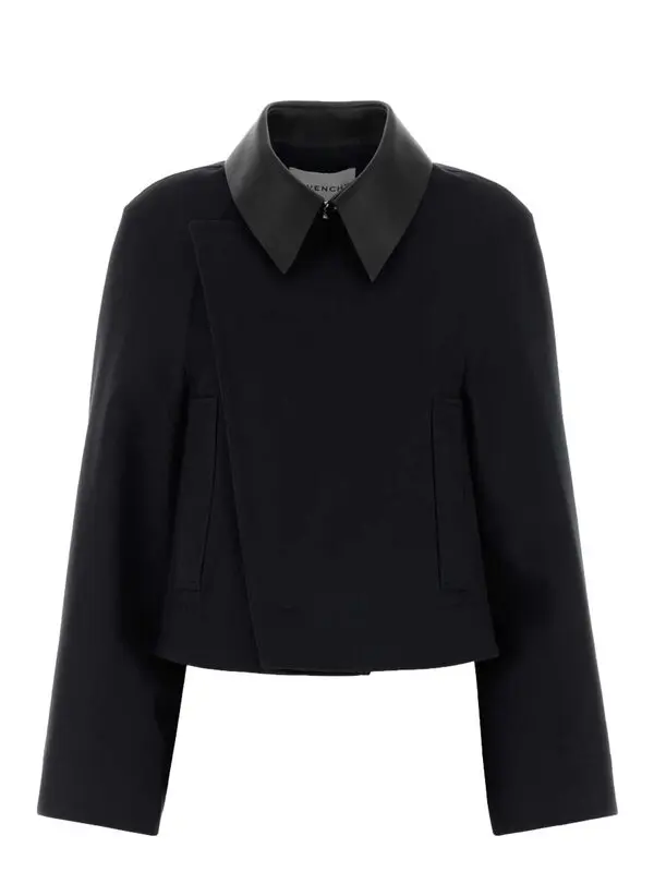 Givenchy Cotton And Wool Blend A-line Jacket With Leather Collar - Multicolor