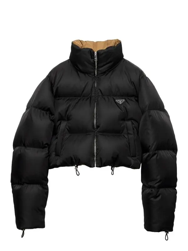 Prada Re-nylon Cropped Down Jacket With Stand Collar - Multicolor