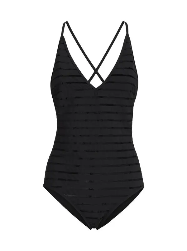 Brunello Cucinelli V-neck Criss-cross Strap One-piece Swimsuit - Multicolor