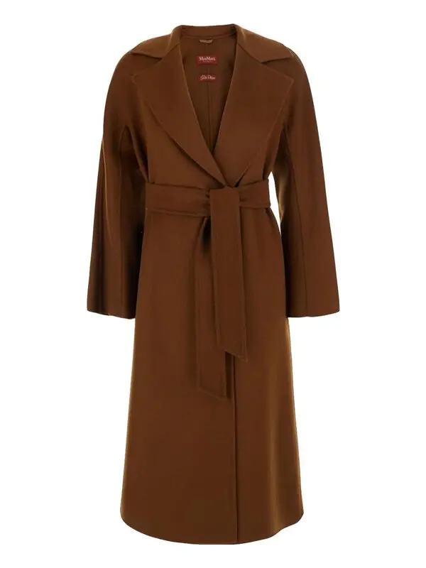 Max Mara Belted Wool Blend Coat - Brown