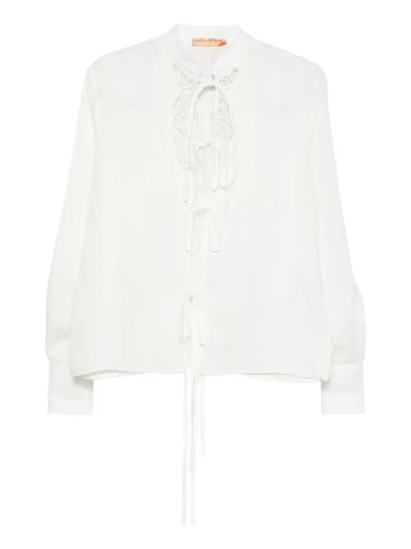 ERMANO SCERVINO Ermanno Scervino White Lace Panelled Linen Shirt - Multicolor