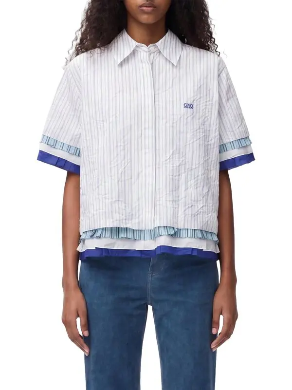 Loewe Striped Shirt With Tiered Detailing - White