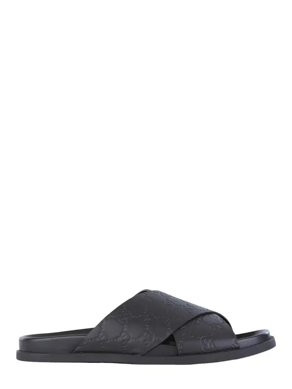 Gucci Embossed Calf Skin Sandals - Brown