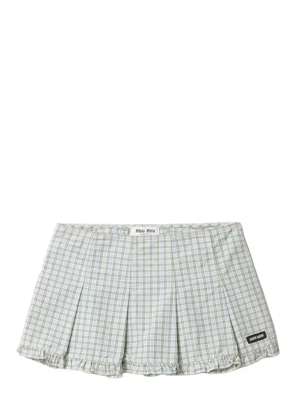 Miu Miu Pleated Plaid Skirt - Green