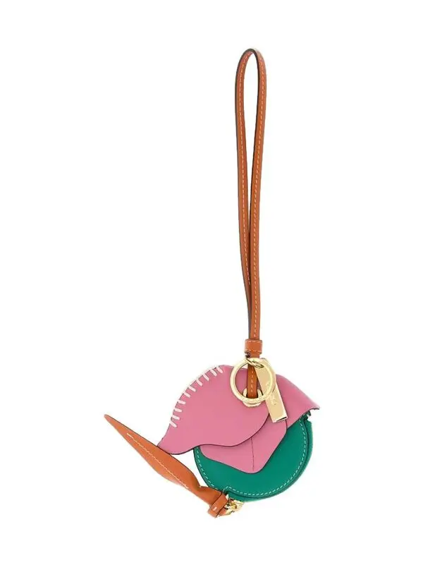 Prada Leather And Steel Keychain - Pink