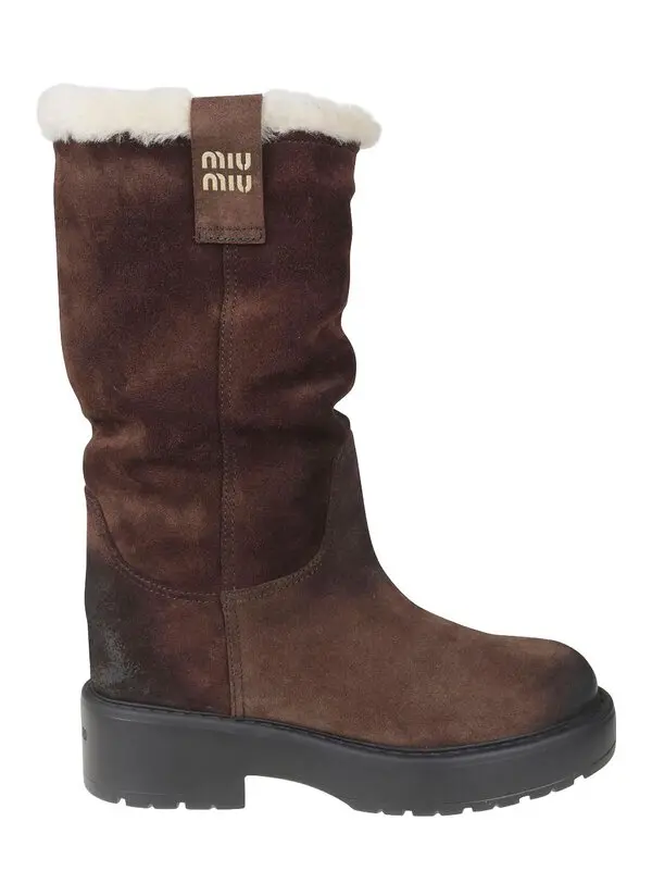 Miu Miu Scamosciato Old Boots - Brown