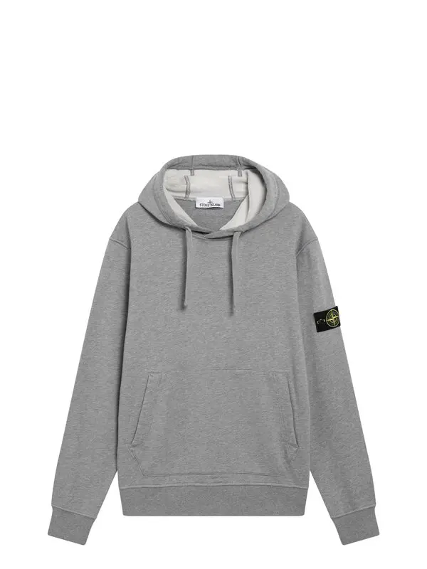 Stone Island Grey Melange Cotton Hoodie - Gray