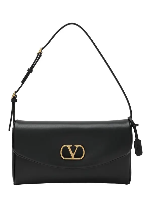 Valentino Garavani Small Devain Leather Shoulder Bag - Black