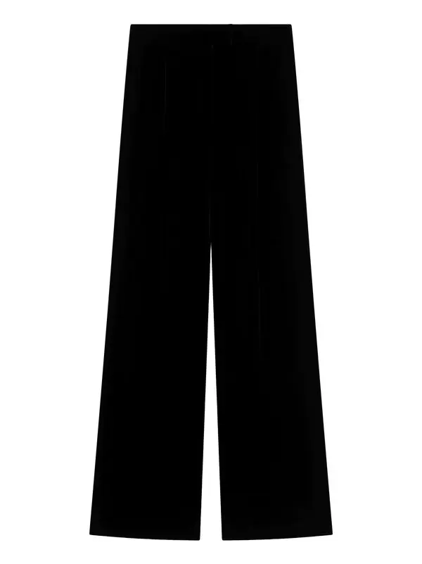 Valentino Garavani Velvet High Waist Wide Leg Trousers - Black