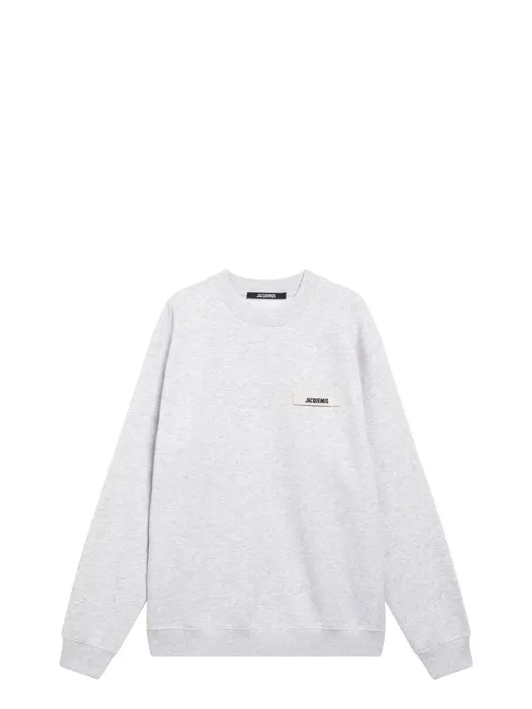 Jacquemus Crewneck Sweatshirt With Grosgrain Logo Detail - Gray