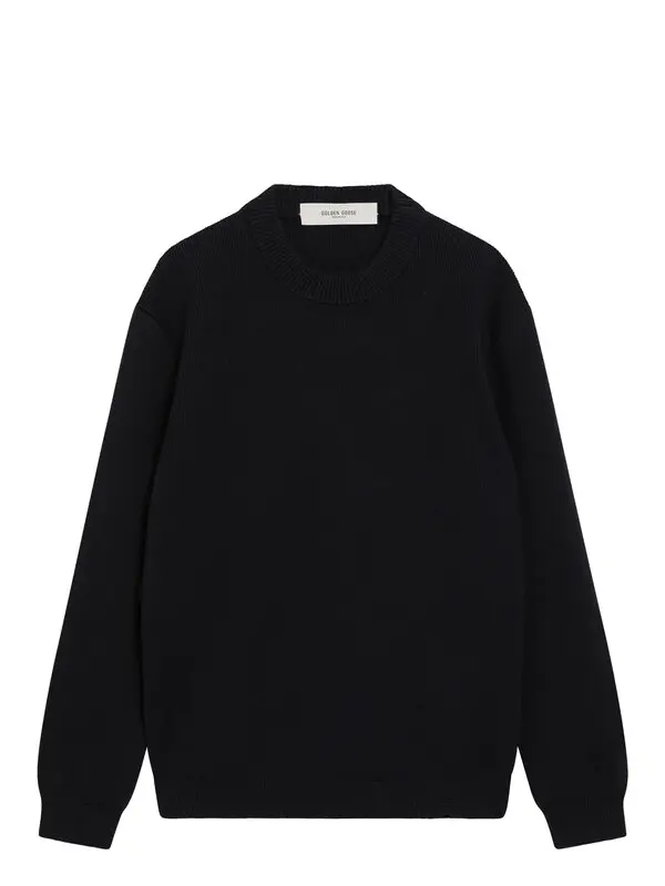 GOLDEN GOOSE Crewneck Sweater With Distressed Effect - Blue