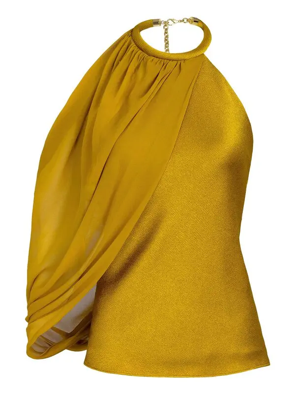 Silvia Tcherassi Milka Silk-blend Draped Top - Yellow