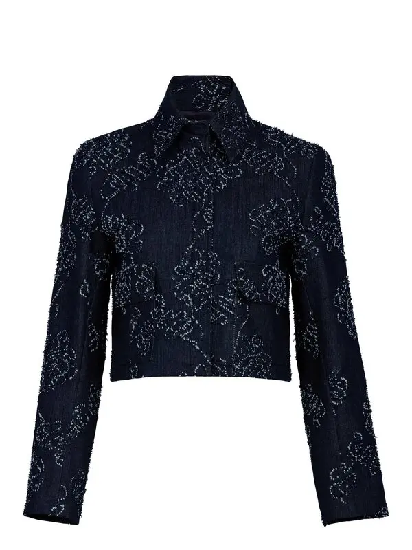 Silvia Tcherassi Zulma Embroidered Cotton-blend Jacket - Navy