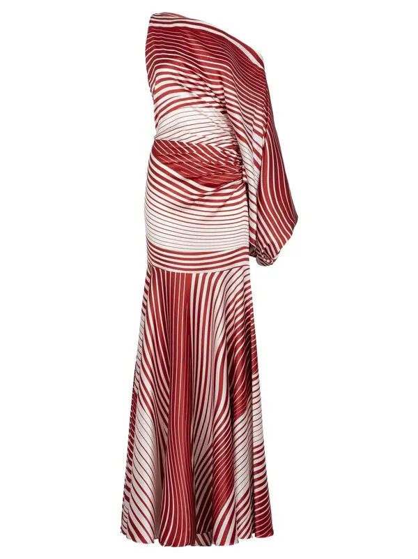 Silvia Tcherassi Noy Silk Maxi Dress With Draped Detail And Stripes - Multi