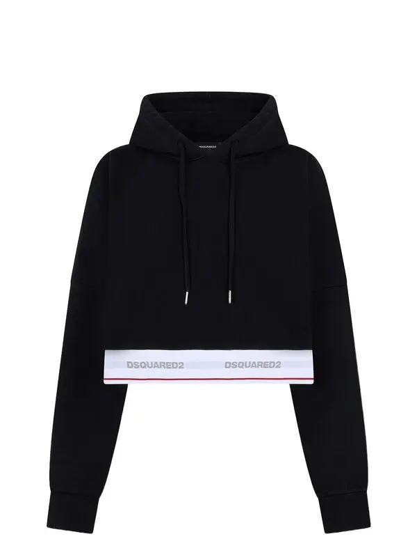 Dsquared2 Cropped Logo Hoodie - Black