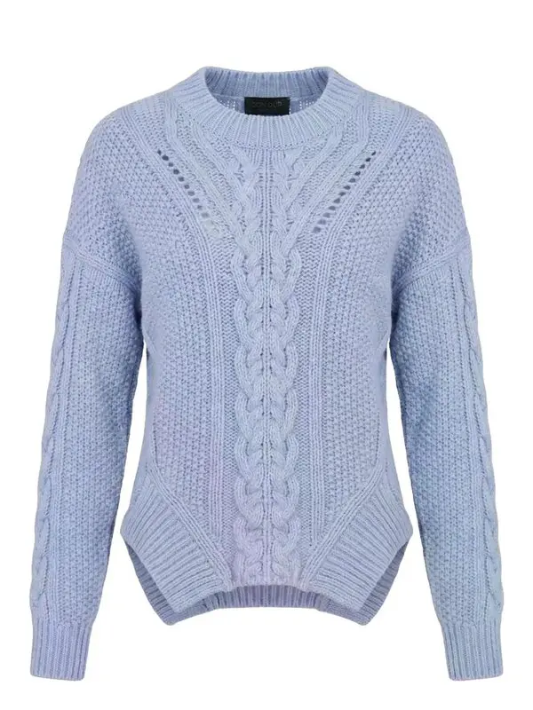 DONDUP Cable Knit Crew Neck Sweater - Blue